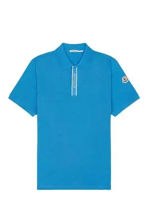 Moncler Short Sleeve Polo In Blue - Azure