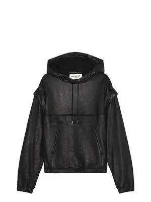 Saint Laurent Leather Hoodie - Noir