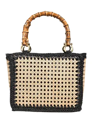 CATERINA BERTINI Caterina Bertini Woven Bag With Bamboo Handles