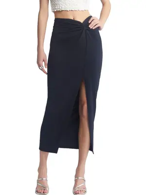 OPEN EDIT Twist Front Maxi Skirt Black