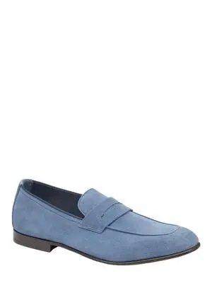 Johnston & Murphy Collection Taylor Moc Toe Penny Loafer - Denim Italian Suede