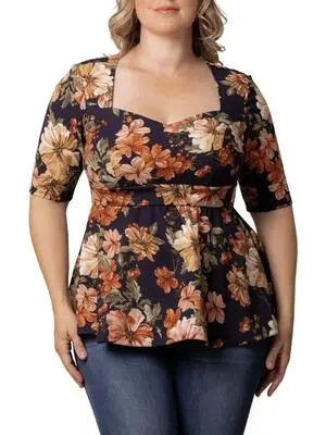 KIYONNA Posh Peplum Top - Autumn Garden