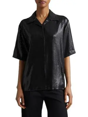 Michael Kors Michael Kors Collection Sequin Camp Shirt Black