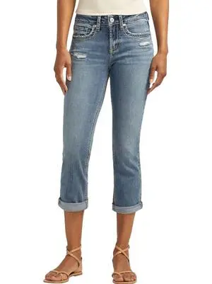 SILVER JEANS CO. Suki Curvy Fit Mid Rise Capri Jeans - Indigo