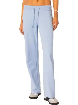 EDIKTED Quinn Cotton Blend Straight Leg Sweatpants - Light-blue
