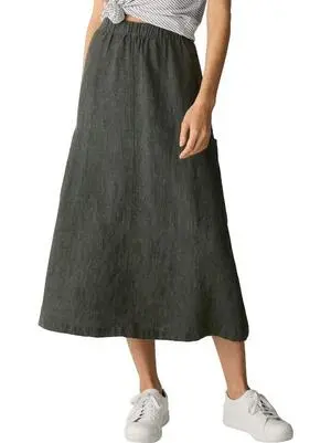 Eileen Fisher Organic Linen Cargo A-line Skirt - Bayleaf