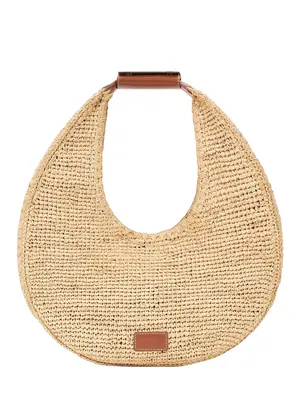 Staud STAUD Large Raffia Moon Shoulder Bag Natural/ Tan