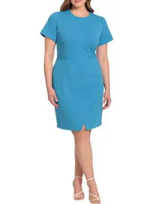 Maggy London Faux Wrap Sheath Dress - Teal