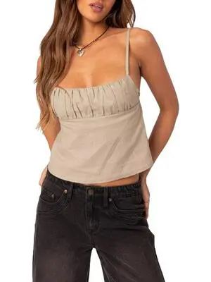 EDIKTED Tie Back Cotton Camisole - Olive