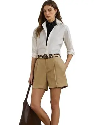 Ralph Lauren Pleated Linen-Blend Twill Shorts Birch Tan