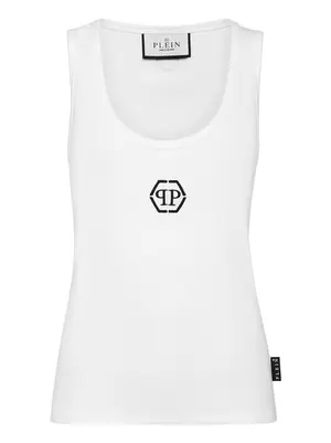 Philipp Plein Logo-embroidered Ribbed Tank Top - White