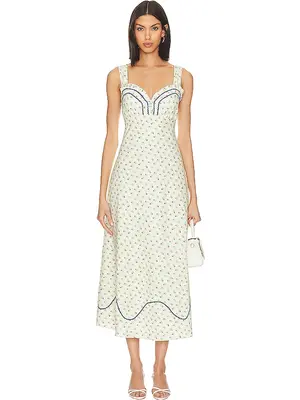 Free People Sweet Hearts Midi Dress - Ivory Combo