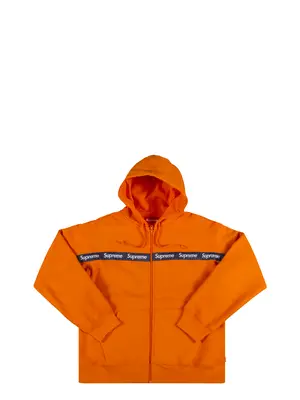Supreme Text Stripe Zip Up Hooded Sweatshirt - Orange