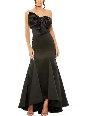 Mac Duggal Statement Bow Strapless Mermaid Gown - Black