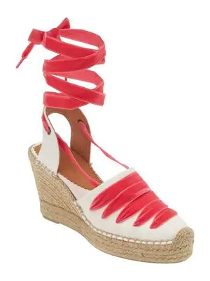 Penelope Chilvers Sevillana Dali Espadrille Wedge - Ivory/fuchsia