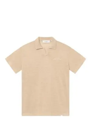 LES DEUX Emmanuel Linen & Cotton Polo Sweater - Light Desert Sand