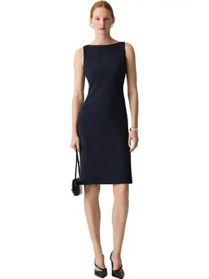 Theory Flared Crepe Dress - Midnight Navy