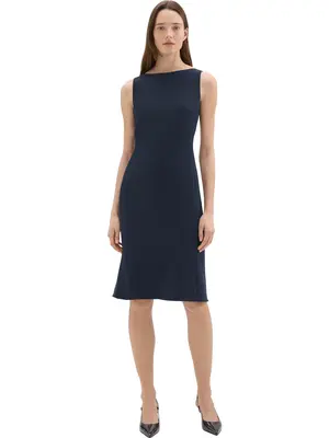 Theory Flared Crepe Dress Nocturne Navy