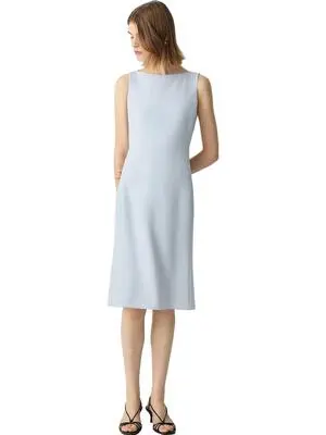Theory Flared Crepe Dress Pearl Blue