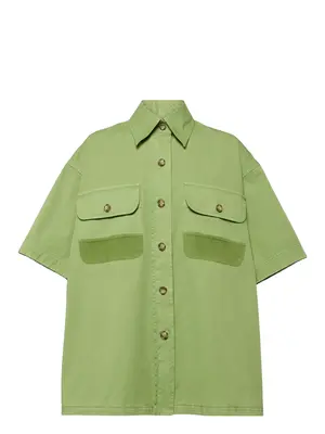 Stella McCartney Oversized Cotton Canvas Shirt - Green