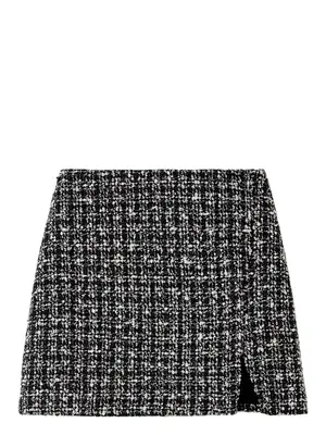SELF-PORTRAIT Metallic Bouclé-tweed Mini Skirt - Black