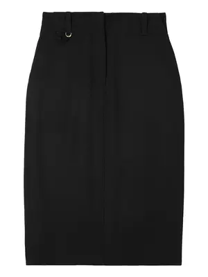 Jacquemus Bari Belted Wool Midi Skirt - Black
