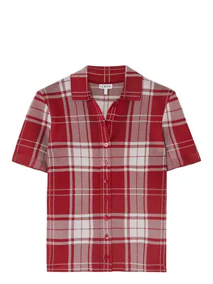 Loewe Cropped Checked Polo Shirt - Red