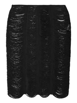 TOM FORD Fringed Open-knit Midi Skirt - Black