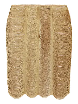 TOM FORD TOM FORD Fringed Open-knit Midi Skirt Gold