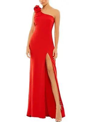 Mac Duggal Ieena Collection Bow One-shoulder Gown - Red