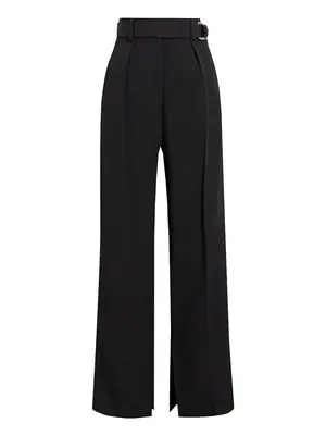 JIL SANDER Belted Pleated Wide-leg Trousers - Black