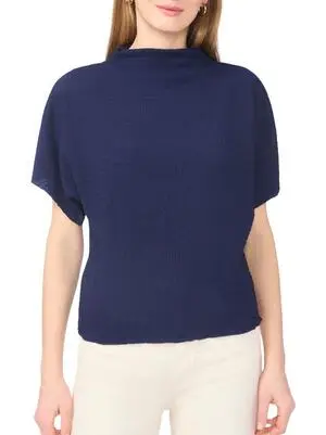 Vince Camuto Textured Mock Neck Top - Classic Navy