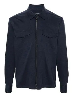 Corneliani Mélange Zip-up Shirt Jacket - Blue