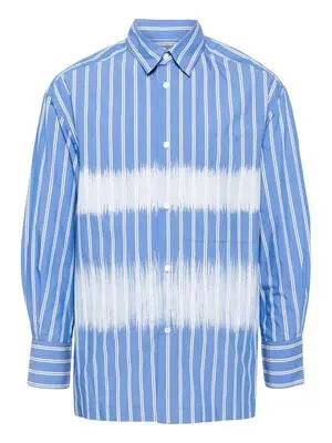 CROQUIS Stripe-pattern Cotton-blend Shirt - Blue