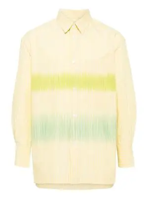 CROQUIS Stripe-pattern Cotton-blend Shirt - Yellow