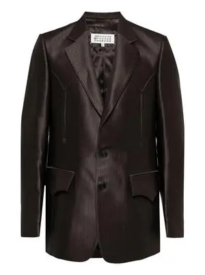 MAISON MARGIELA Striped Single-breasted Blazer - Brown