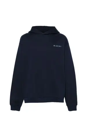 Marni Logo-print Cotton Hoodie - Blue