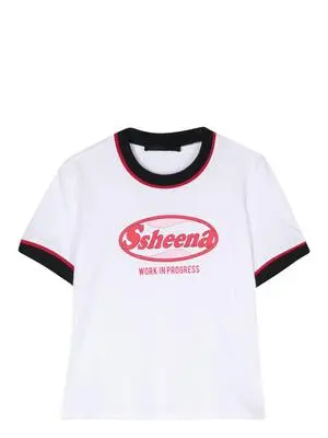 SSHEENA Logo-print Cotton T-shirt - White