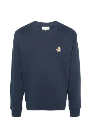Maison Kitsuné Fox-motif Cotton Sweatshirt - Blue
