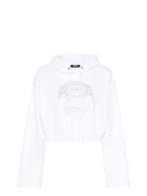 Versace Medusa Head-motif Cotton Hoodie - White
