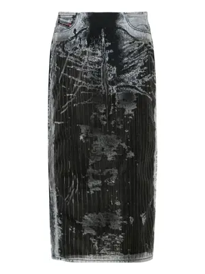 DIESEL De-pra-fse1 Denim Midi Skirt - Black