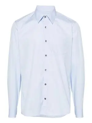 Dries Van Noten Straight-collar Cotton Shirt - Blue