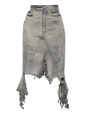 Rick Owens Distressed Denim Skirt - Blue