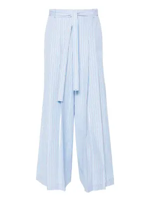 Alberta Ferretti Pleat-detail Striped Palazzo Pants - Blue