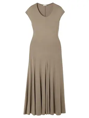 Magda Butrym Pleated Stretch-jersey Midi Dress - Brown