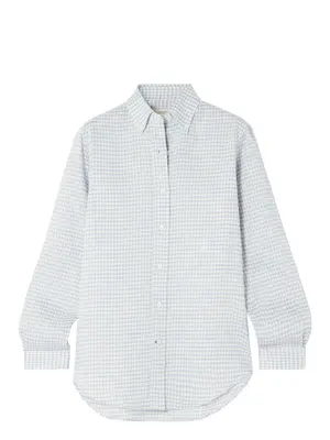 Purdey Checked Linen Shirt Indigo