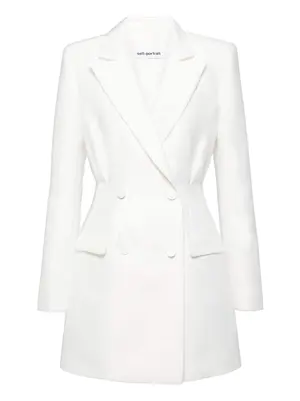 SELF-PORTRAIT Double-breasted Taffeta Blazer Dress - White