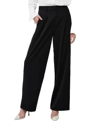 French Connection Harrie Wide Leg Suiting Pants - 01-blackout