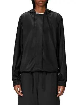 Rains Waterproof Hooded Rain Jacket - Black Grain