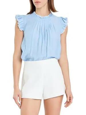 English Factory English Factory Flutter Sleeve Top Powder Blue